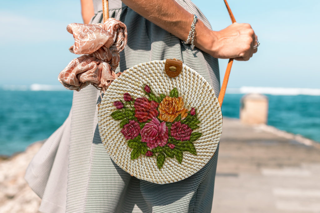 Sac en Rotin Motifs Fleurs Colorées - Rêves et Nature